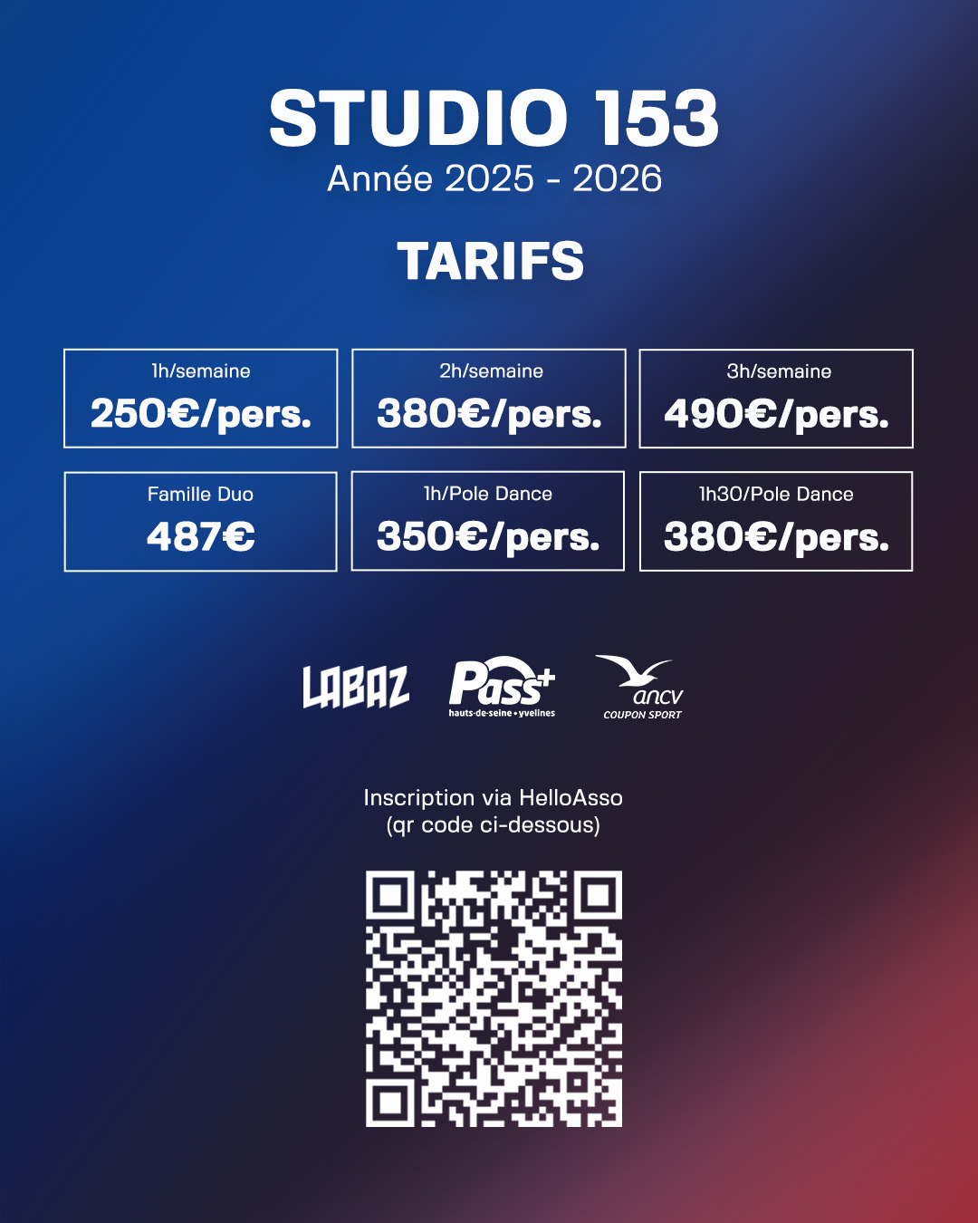 TARIFS – STUDIO153